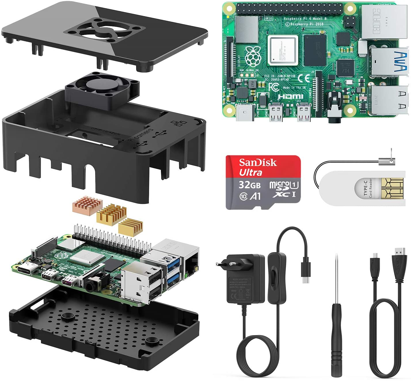 Kit Complet Raspberry Pi 4 B 1Go - ELECTRONIQUE - Nozzler