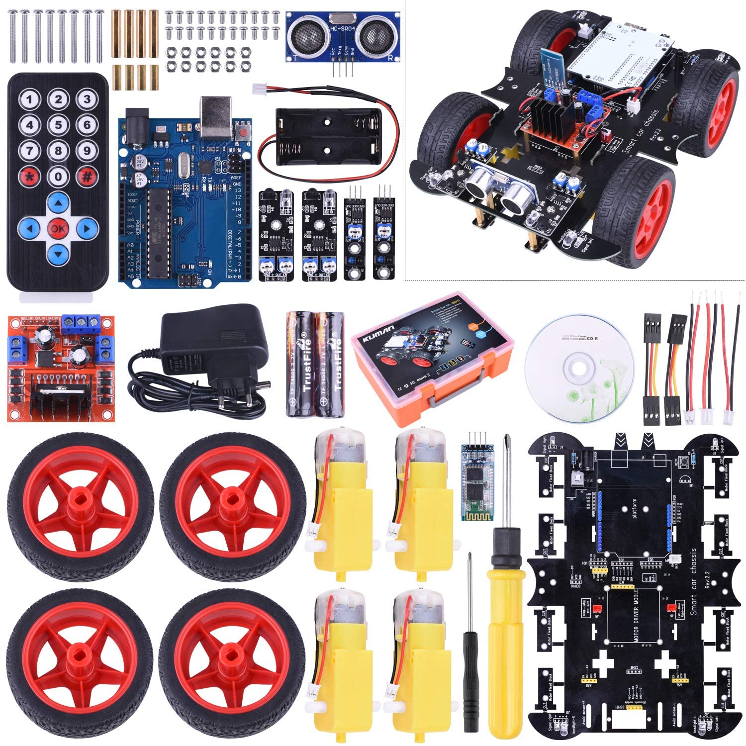 Kit Arduino Kuman Voiture Electrique Intelligente - CONSOMMABLES - Nozzler
