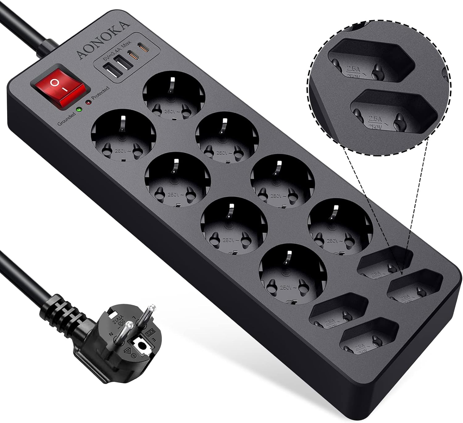 Multiprise Electrique USB C 12 Prises - CONSOMMABLES - Nozzler