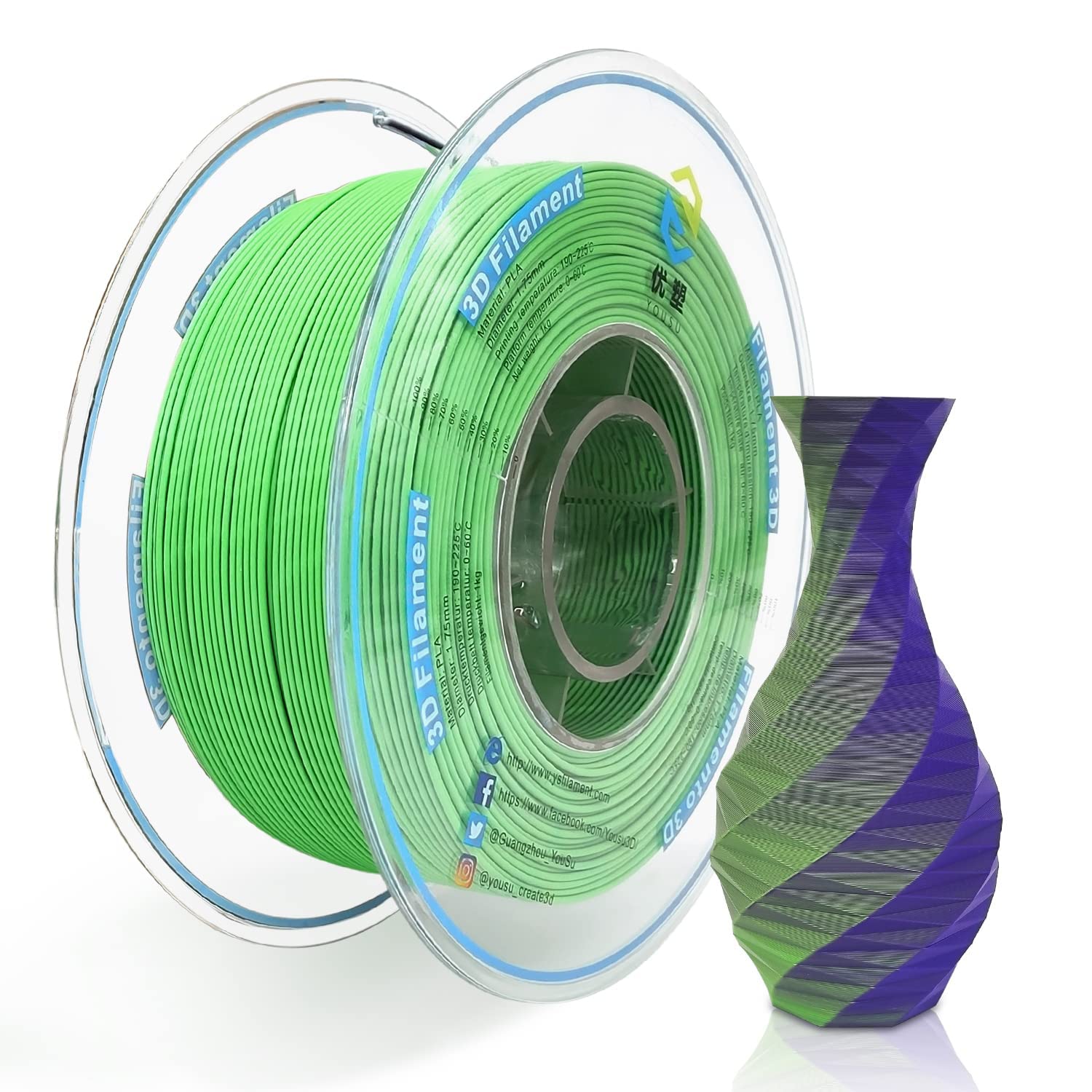 YOUSU Mat PLA Bicolore Filament - CONSOMMABLES - Nozzler